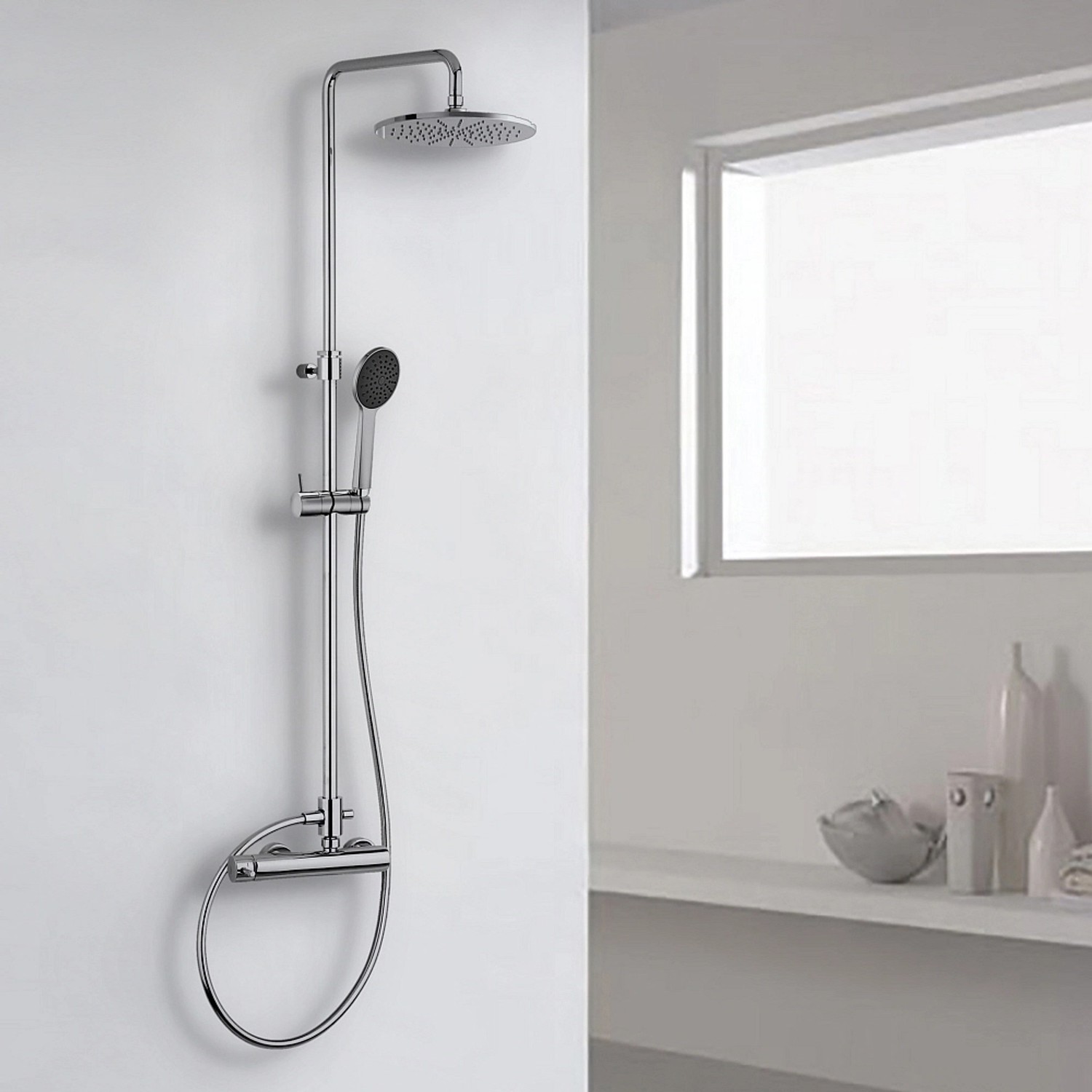 Kronenbach Duschsystem 2.0 rund mit Einhebelmischer und Kopfbrause 22,5 cm in Chrom kaufen bei OBI