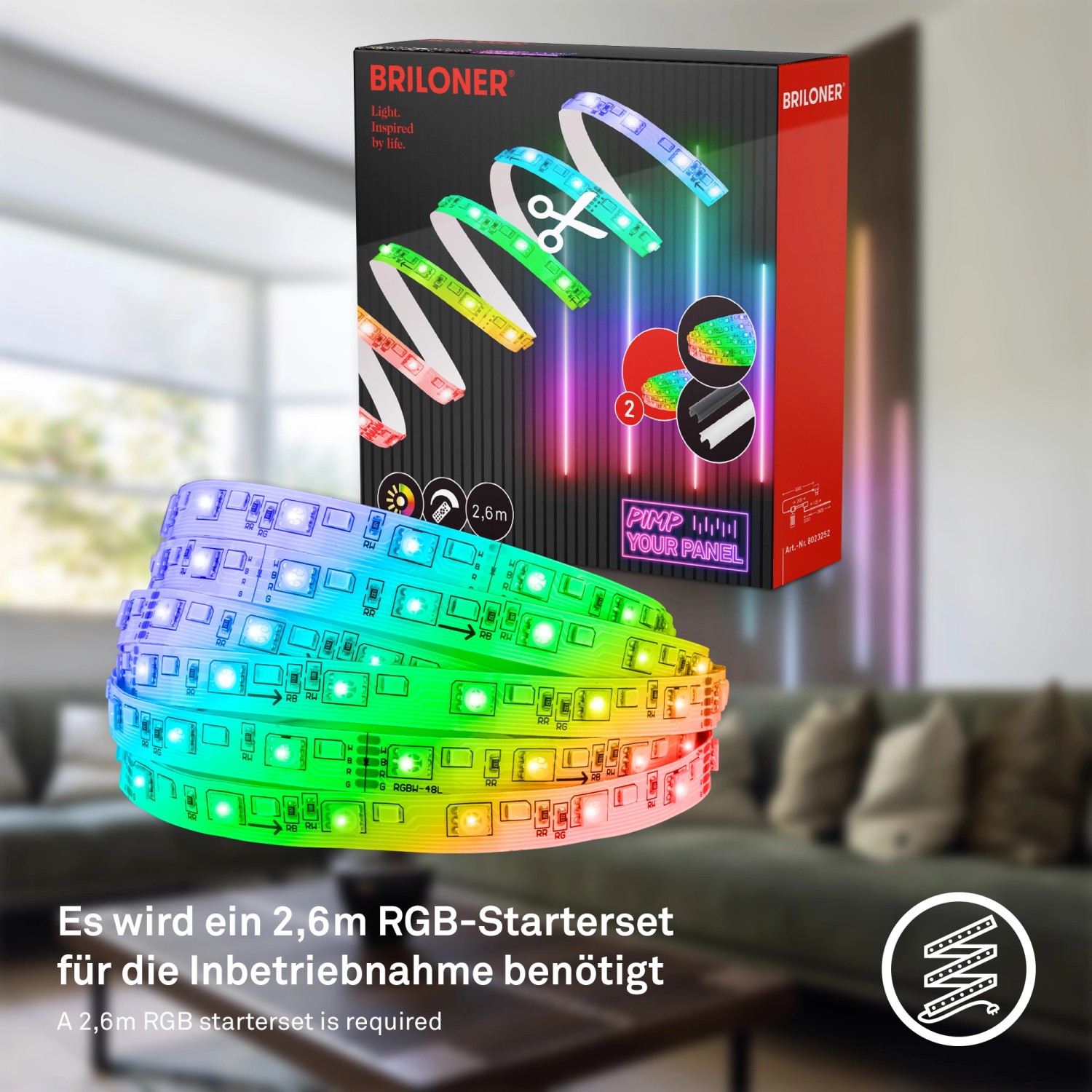 Briloner LED Band Pimp your Panel Ergänzungs-Set RGB+W Dimmbar 2,6 m ...