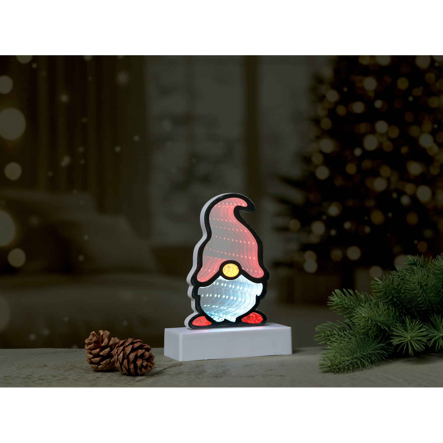 LED-Spiegellicht Wichtel Rot Weiß Warmweiß 13 cm x 5,3 cm x 17,5 cm ...