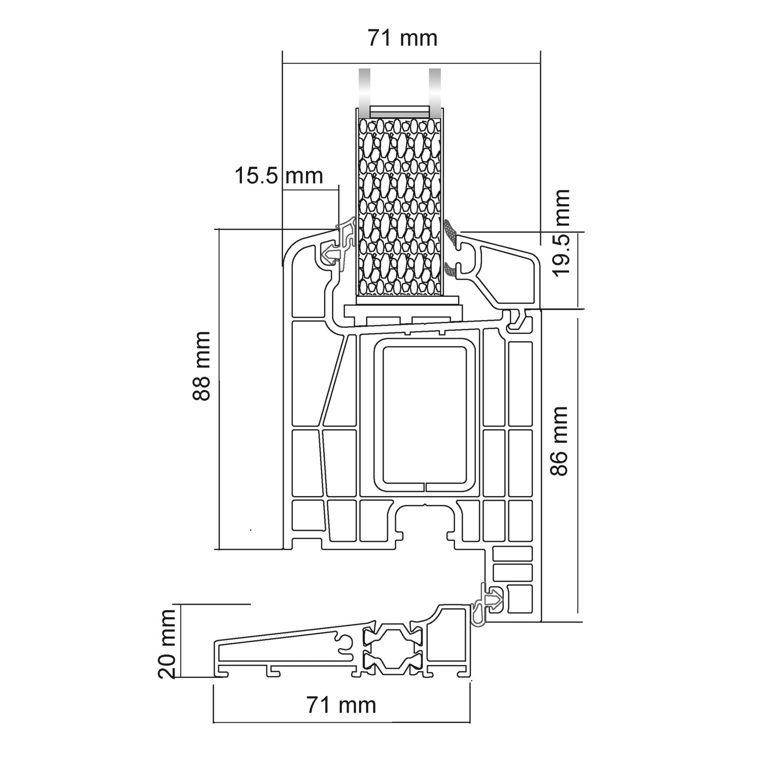 Kunststoff-Haustür 110 cm x 210 cm K017 Anschlag Rechts Anthrazit/Weiß ...