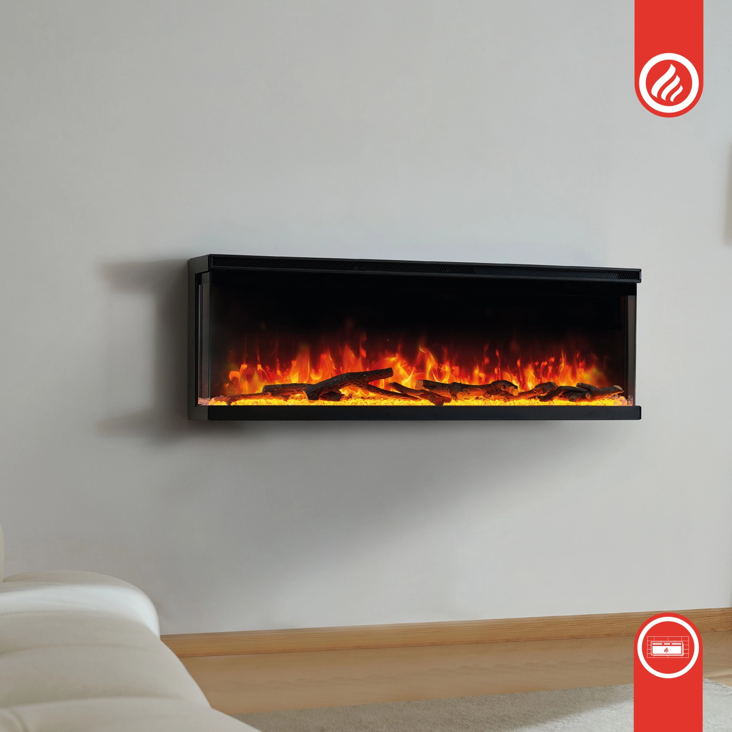 Kaminio Elektrokamin LEA 3in1 Kamin Panorama Heizung 3D-Effekt 12 ...