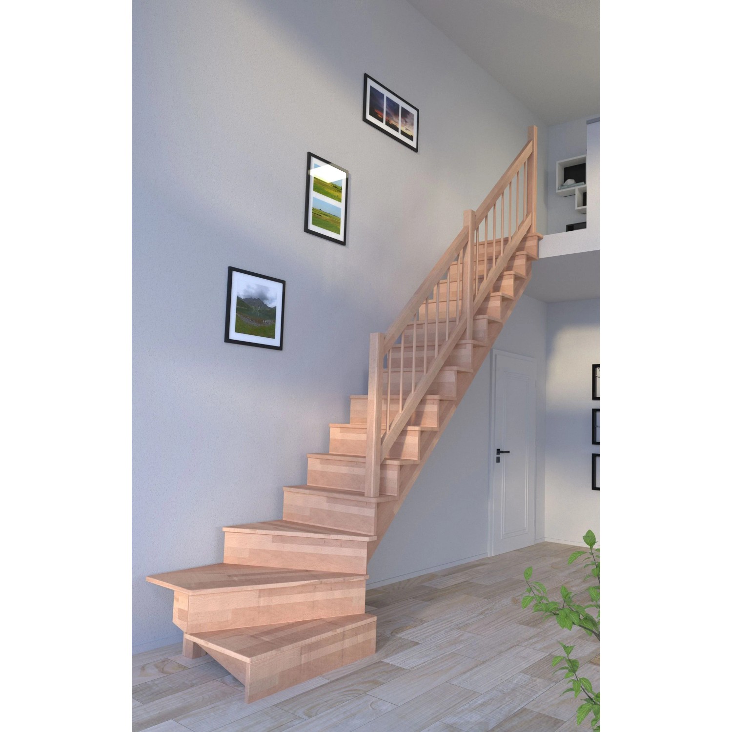 Treppe Lindos Buche Gewendelt Rechts Setzstufen 100 cm Holz-Design ...