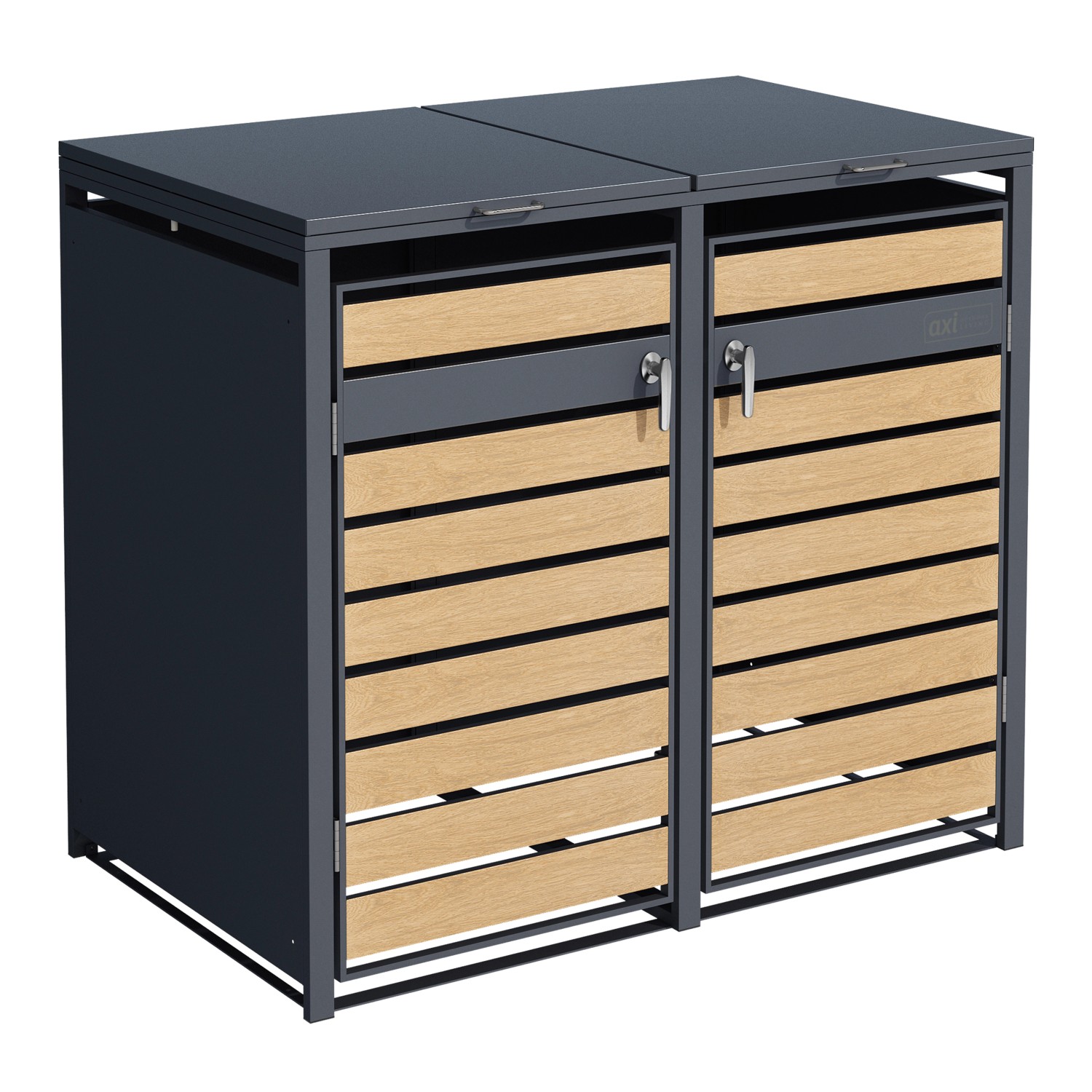 Axi Mülltonnenbox Lucas Metall 2 x 240 l Anthrazit/Holzoptik kaufen bei OBI