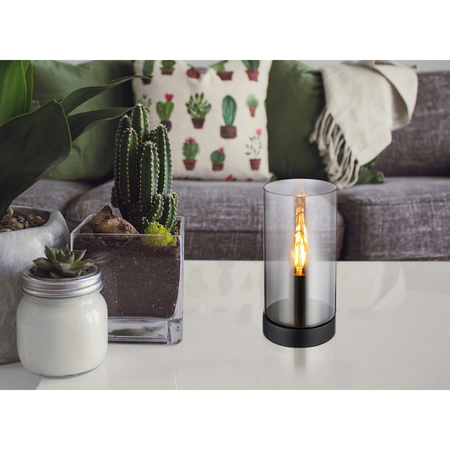 Globo Tischleuchte Olly Ø 11 cm Metall Schwarz Matt kaufen bei OBI