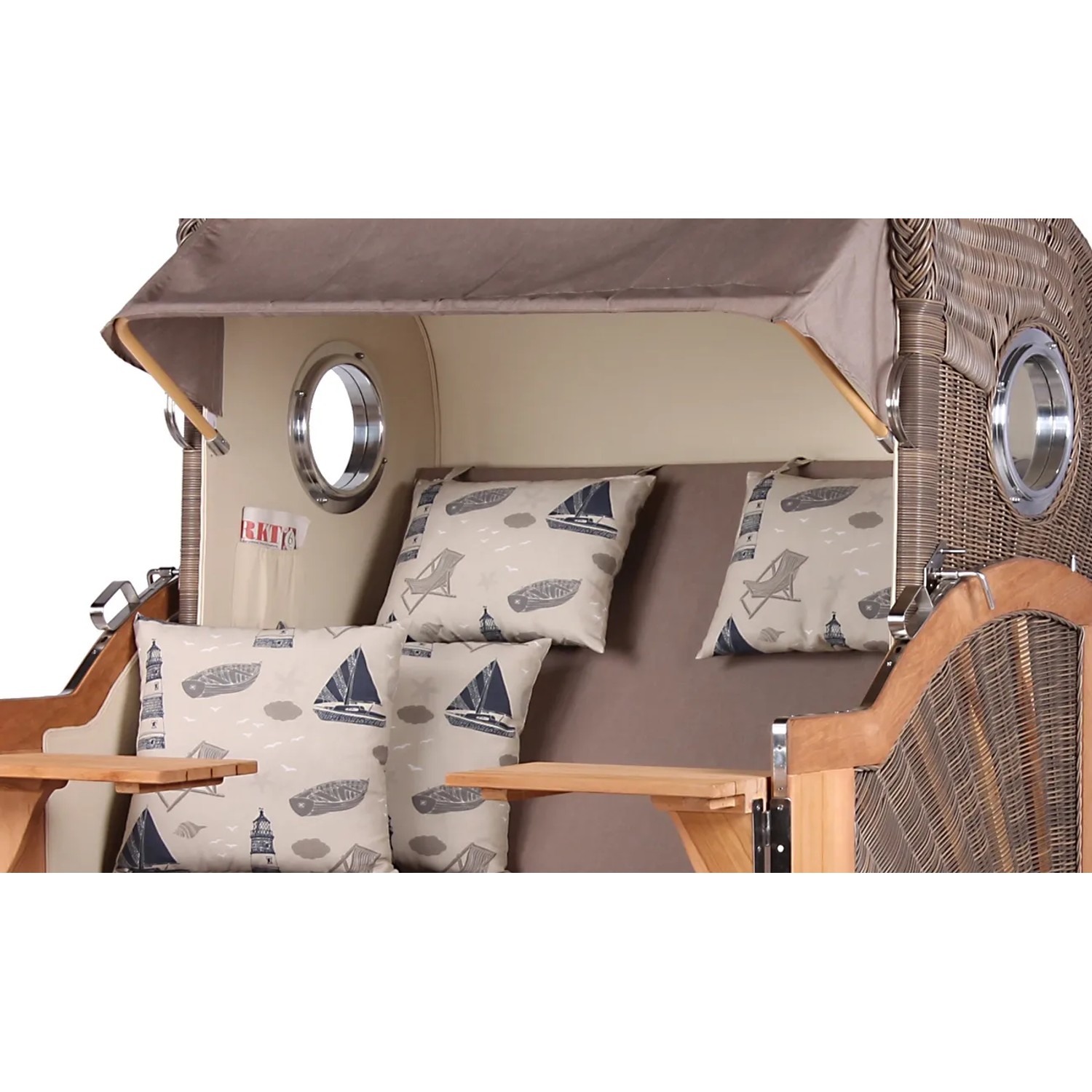 GarWoh Strandkorb Westerland Teak Bullauge PE Grey Dessin 540 kaufen ...