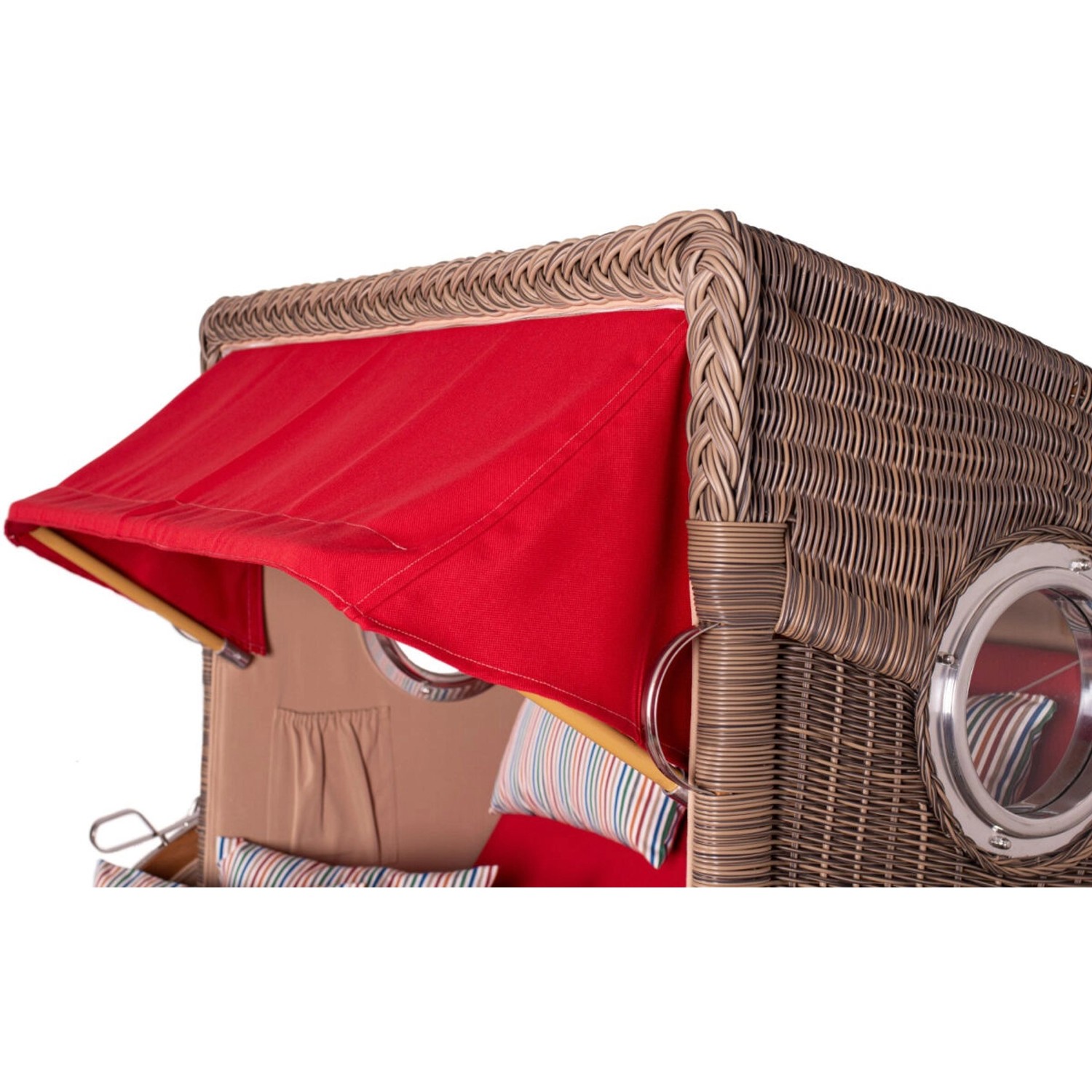 bene living Strandkorb Komplettset Ammersee Teak Bullauge PE Grau ...