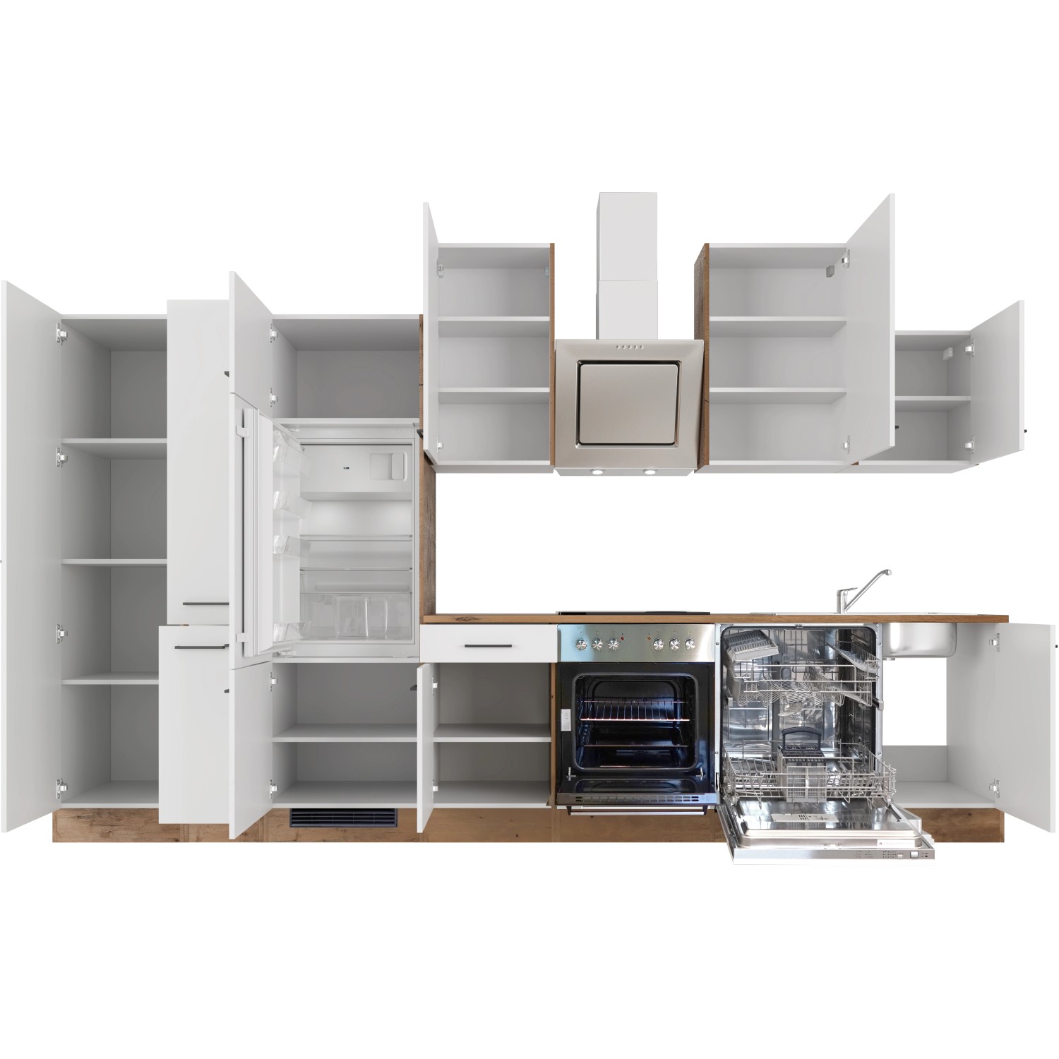 Flex-Well Exclusiv Küchenzeile Vintea 360 cm Magnolia matt - Lancelot Oak kaufen bei OBI