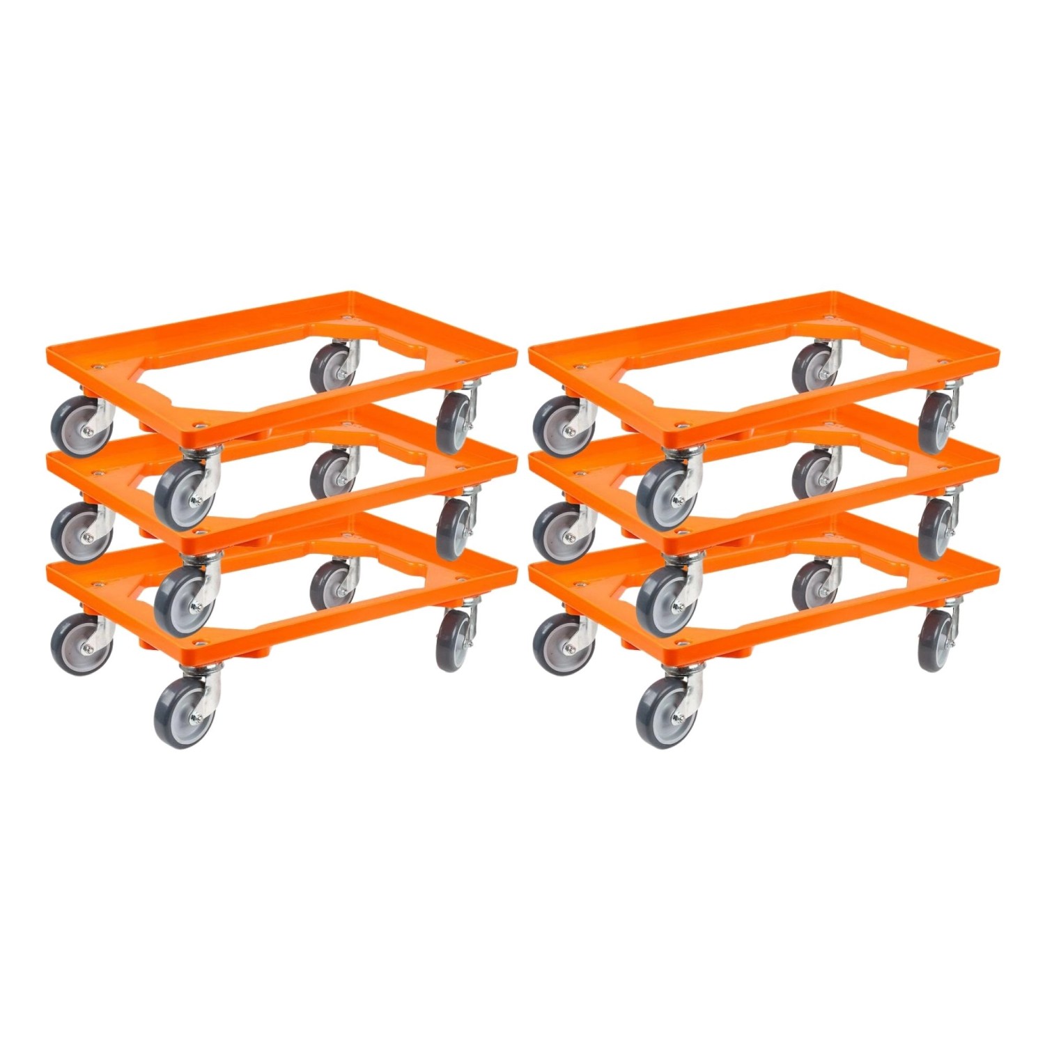 PROREGAL Transportroller für Euroboxen 60 x 40 cm mit Gummiräder Orange ...
