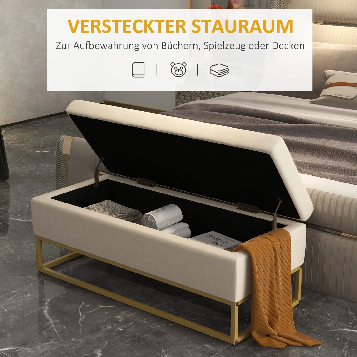 Sitzbank Mit Stauraum Beige
