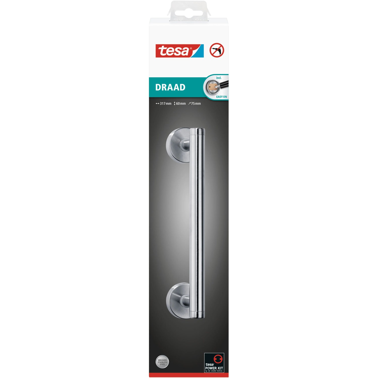 tesa® Haltegriff DRAAD Edelstahl, gebürstet, inkl. Klebelösung kaufen ...