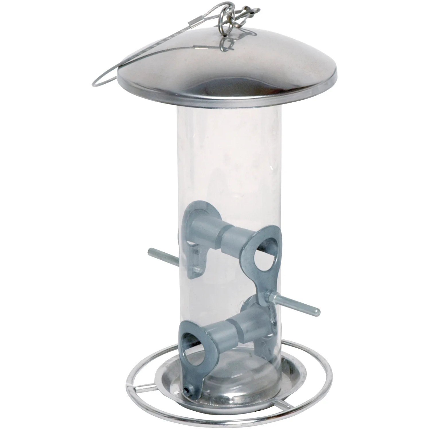 Dobar Futterspender mit Acrylglasröhre 14 cm x 14 cm x 26 cm Silber ...