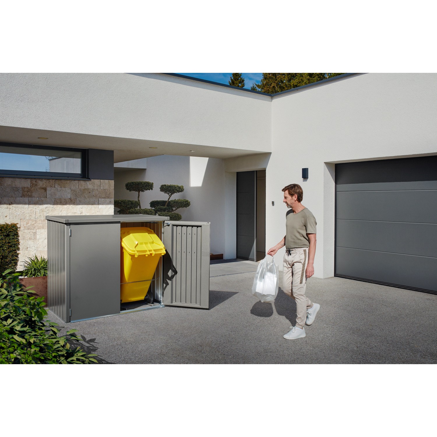 Biohort Mülltonnenbox Alex Duo 129 cm x 147 cm x 88 cm Quarzgrau ...