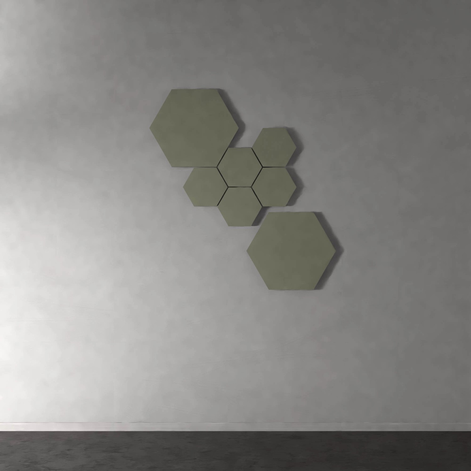 Designpaneel Hexagon Lino Olive Clear MDF Schwarz 25 cm x 25 cm 3 Stück ...