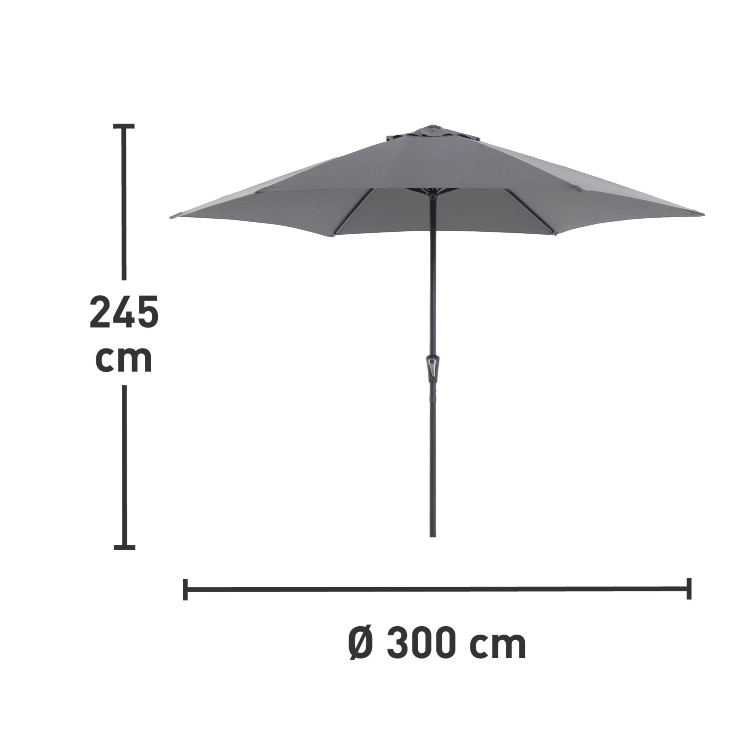 Marktschirm Honolulu Ø 300 cm Anthrazit mit Kurbel kaufen bei OBI