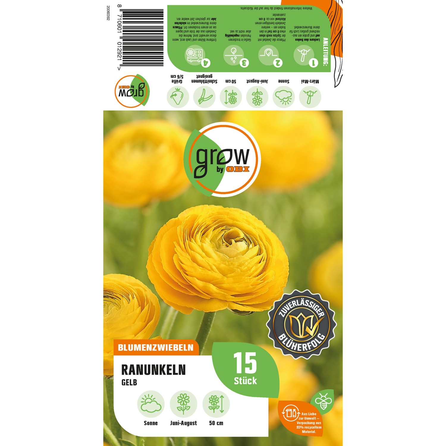 GROW by OBI Ranunkel "Asiatisch Gelb" Höhe ca. 50 cm Ranuculus ...