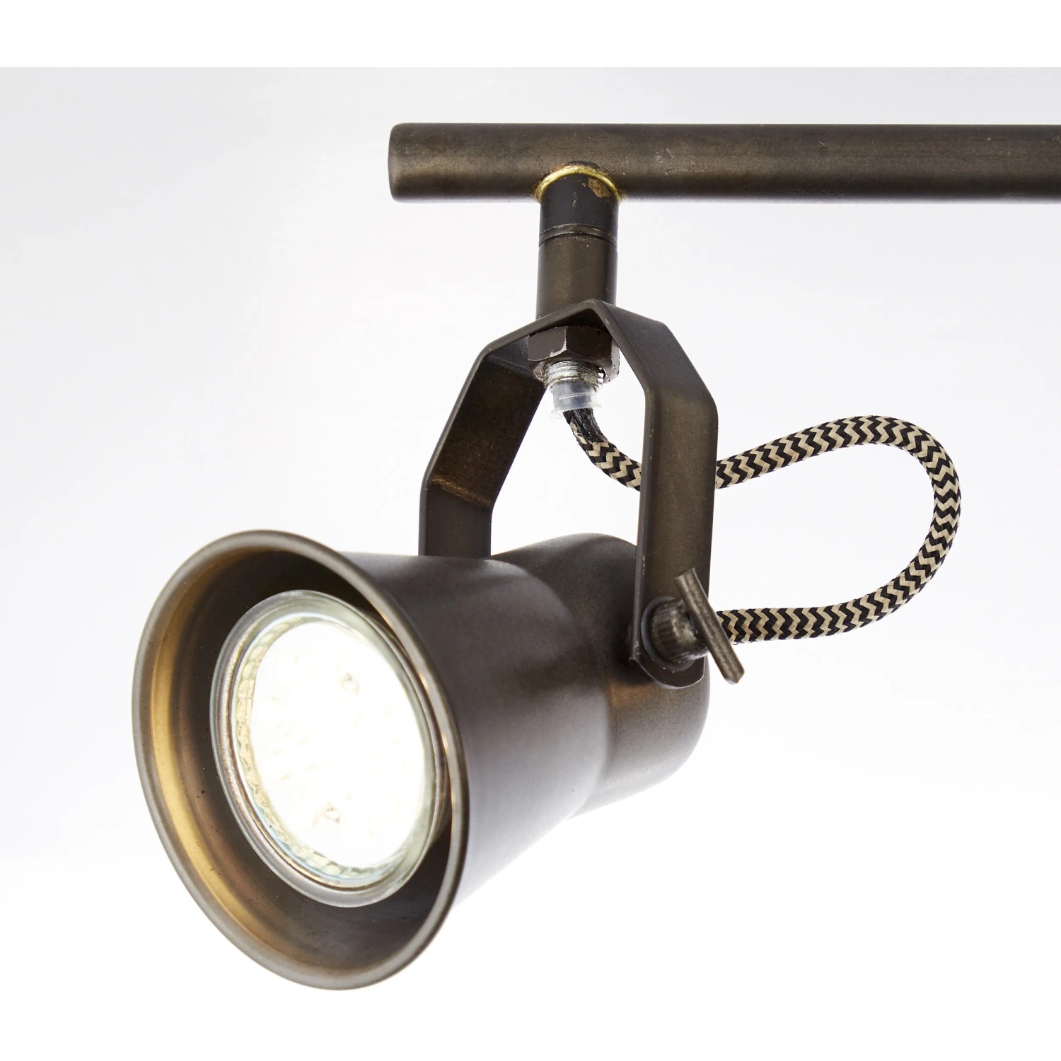 Brilliant Spotrohr Seed 4-flammig drehbar Schwarz Stahl und Holz hell ...