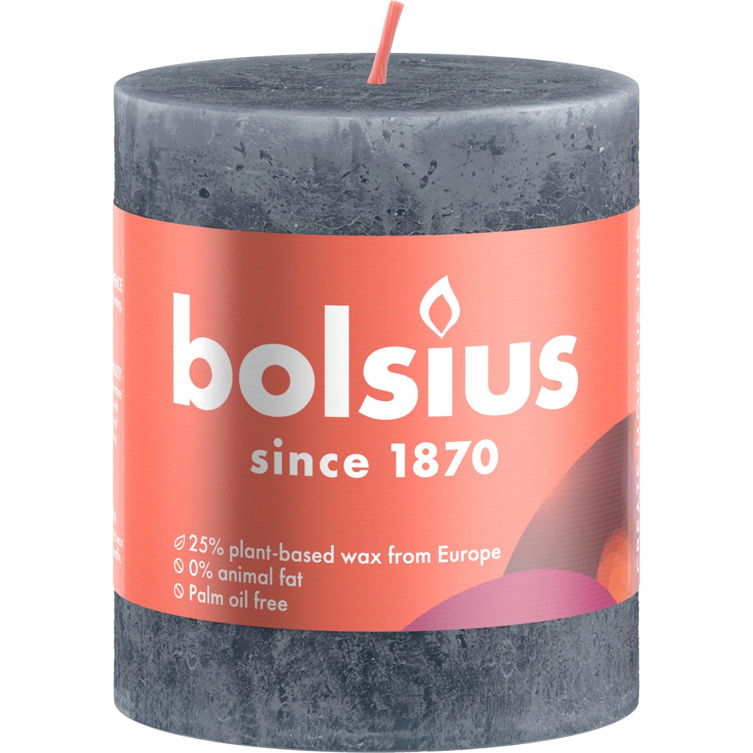 Bolsius Rustik-Kerze Shine Winter Edition Ø 6,8 cm x 8 cm Schieferblau ...